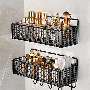 Spiglamm 2 Pack Shower Caddy Adhesive Hooks Replacement, Shower Shelf Adhesive Replacement, Strong Adhesive Shower Hooks for Shower Caddy Shelves Rack Basket Holder