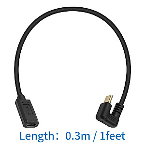 Poyiccot USB C Extension Cable Short, U Shape 180 Degree USB C Extender, 10Gbps 3A USB 3.1 Type C Male to Female Extension Cable for Smartphone, MacBook Pro & USB C Charger, 1ft/30cm