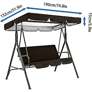 XYQSBY Patio Swing Canopy Waterproof Snow Top Cover Set, Swing Chair Glider Replacement Awning Canopy Cover/Seat Cover, All Weather Protection Outdoor Garden Covers 2/3-Seater (Red,98×72.8×7in)