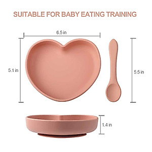 Suction Plate, Socub Silicone Plate for Baby and Toddler, Unbreakable Non-Slip Kids Plates with Spoon and Fork, BPA Free, Dishwasher and Microwave Safe, Muted