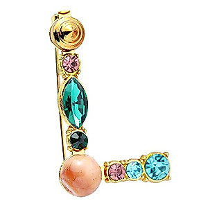 Colored Turquoise Turquoise Color Letter Brooch Diamond and Brooch Brooch Brooch Nice Nice Diamond Letter Brooch Shawl and Sticks (L, One Size)
