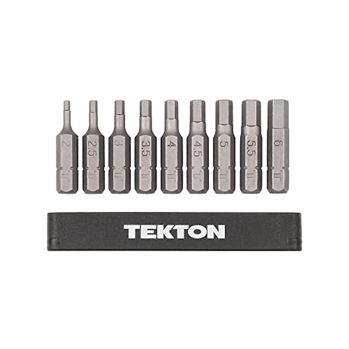TEKTON 1/4 Inch Metric Hex Bit Set with Rail, 9-Piece (2-6 mm) | DZX93002