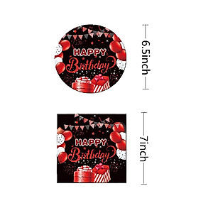 Wendell 40 Piece Red and black Party Supplies,include 20 Plates, 20 Napkin,Used for Child Birthday Party Decoration (Red and black)