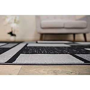 Rugshop Contemporary Modern Boxes Design Soft Indoor Area Rug 3'3" x 5' Gray