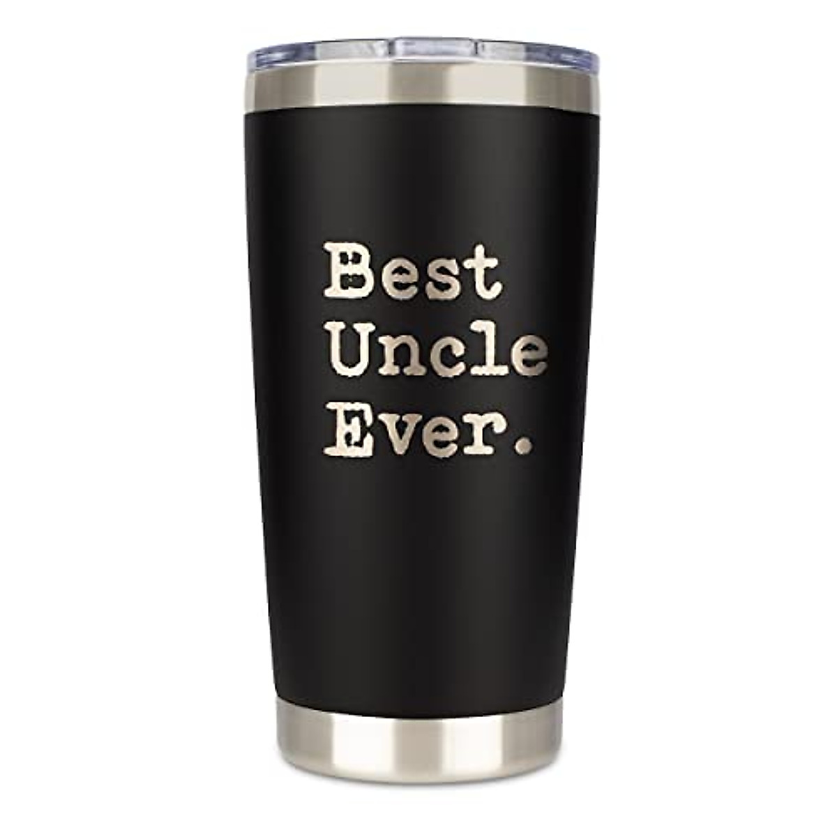JENVIO Uncle Gifts | Best Uncle Ever | 20oz Stainless Steel Laser Etched Travel Tumbler/Mug Sliding Lid and 2 Straws | Funny Fathers Day Gift for Uncle From Niece, Nephew, Sister (20 Ounce)