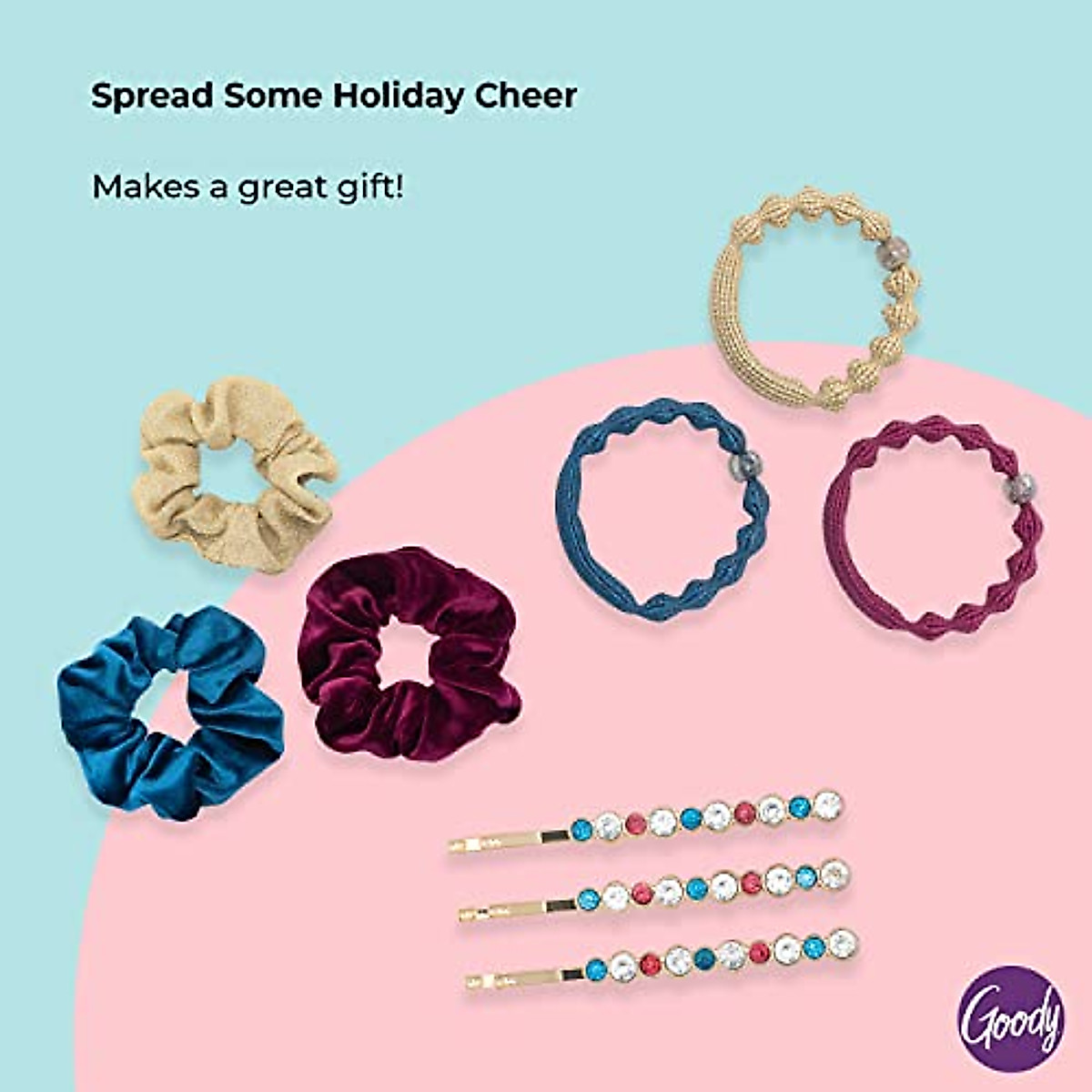 Goody Holiday Ball Scrunchies - 3 Count with 3 count Bobby Pins and 3 count Forever Elastics