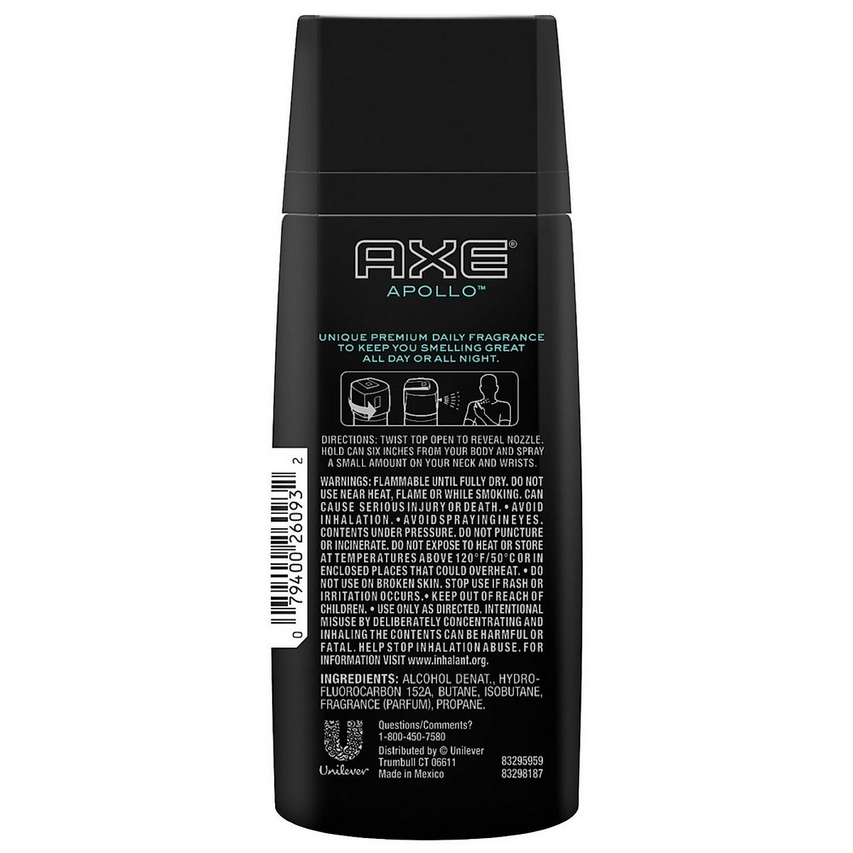 AXE Body Spray for Men Apollo 4 oz (Pack of 2)