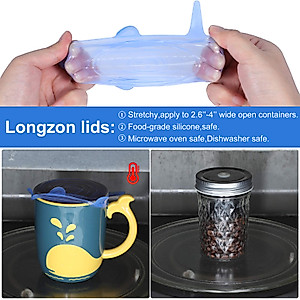 24 Pieces Silicone Stretch Can Lids Reusable Expandable Jar Lid Soda Beer Cans Round Elastic Container Lids Food Storage Covers for Mug Cup Small Bowl Fruits Vegetables Storage