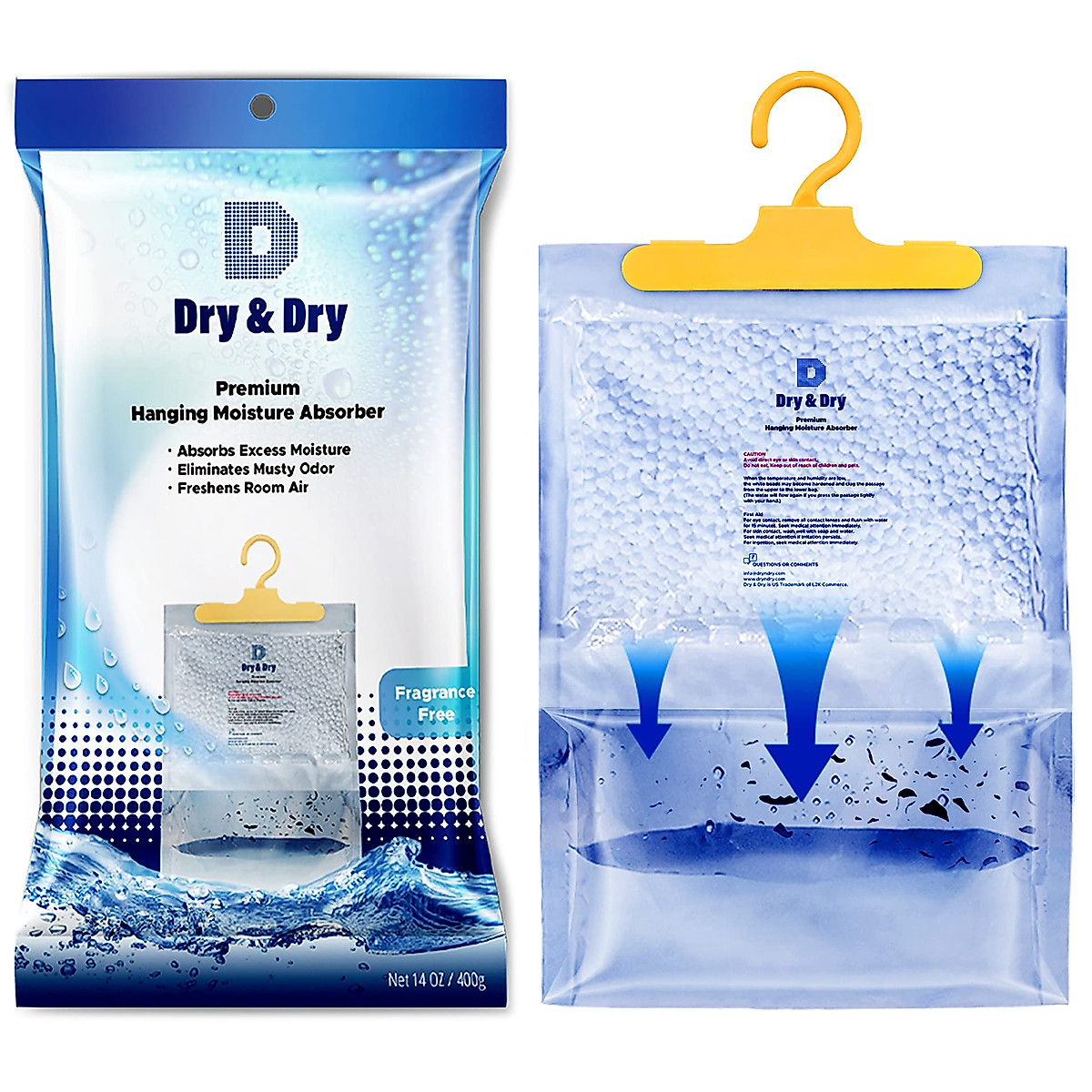 Dry & Dry 4 Pack[14 OZ] Premium Moisture Absorbers Dehumidifiers for Home Dehumidifier for Basement Dehumdifiers for Bedroom Small Dehumidifiers - Dehumidifiers Moisture Absorber