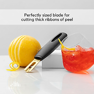A Bar Above Premium Quality Channel Knife - Stainless Steel Bar Tool - Garnish for Cocktail Mixers - Lemon Zester & Fruit Peeler - Professional Grade Bar Accessory (Stainless Steel)
