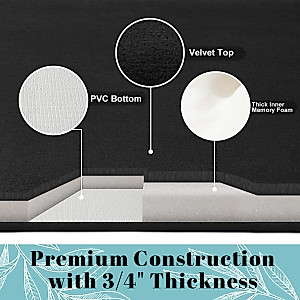 SONORO KATE Rugs, Ultra Absorbent & Non-Slip Memory Foam Bath Rugs, Machine Washable, Soft Velvet Bath Mats，Easier to Dry for Bathroom Floor (17"×24", Black)