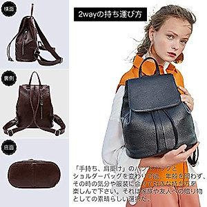 Genuine Leather Backpack for Women Elegant Ladies Travel Shoulder Bag Coffee Brown