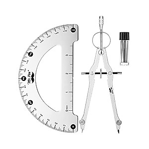Mr. Pen- Metal Protractor and Metal Compass Set, Compass for Geometry, Geometry Set, Compasses, Protractor and Compass, Protractor for Geometry, Drawing Compass, Math Compass, Math Compass