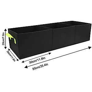 Auroal Plant Grow Bags, 2 Pack Fabric Raised Planting Bads, 3 Holes Rectangle Grow Bag, 15 Gallon Breathable Potato Tomato Planter Pots for Outdoor Vegetables Plant Flowers (Black)