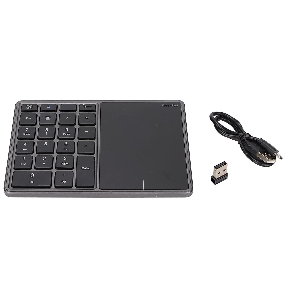 Sanpyl Numeric Keypad, 2.4G Bluetooth Number Pad Type C Numpad Keypad with Touchpad, Bluetooth 2.4G Dual Mode Laptop Keypad, for PC Desktop, Laptop, Notebook Computer(Grey)