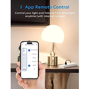 meross Smart Plug Power Strip, WiFi Flat Outlet 15A Compatible with Apple HomeKit, Siri, Alexa, Google Assistant & SmartThings, with 4 AC Outlets & 4 USB Ports, 6 Feet Surge Protector Extender