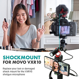 Movo SMVXR10 Replacement Shockmount for VXR10 Shotgun Camera Microphone- Shock Mount VXR10 Condenser Microphone