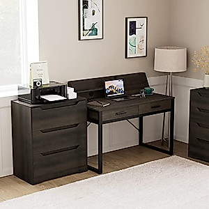 HOSTACK Modern 3 Drawer Dresser, Wood Chest of Drawers with Storage, Tall Nightstand with Cut-Out Handles, Side End Table, Accent Storage Cabinet for Living Room, Bedroom, Dark Brown