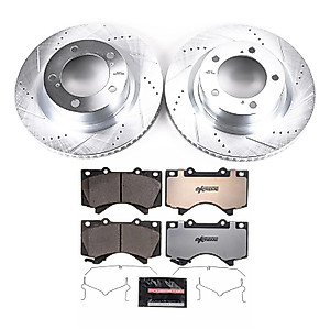 Power Stop K2952-36 Front Z36 Truck & Tow Brake Kit Brake Pads and Drilled and Slotted Brake Rotors 2007-2021 Toyota Tundra | 2008-2022 Sequoia | 2016-2021 Land Cruiser | 2016-2021 Lexus LX570