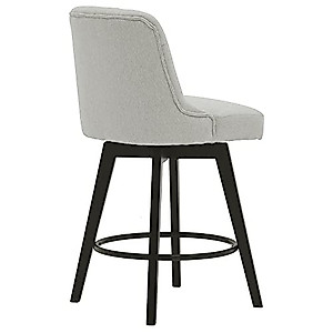 MINCETA Counter Stool,26" 360 Free Swivel Upholstered Bar Stool with Back-Set of 2-Performance Fabric in Beige Gray