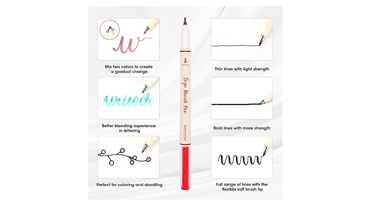 WRITECH Brush Tip Marker Pens - Vibrant Artist Colors