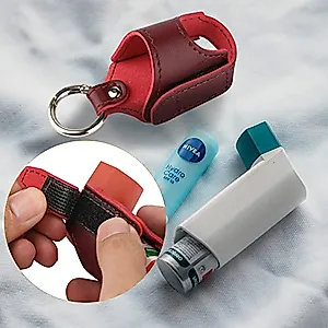 Beautyflier Asthma Inhaler Holder, Durable Microfiber Leather Travel Handy Holder for Adults and Kids, Inhaler Not Included (Red)