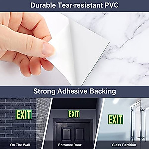 Glow In The Dark Photoluminescent Exit Sign Green - Adhesive Backing – UV Inks On Tear-resistant PVC - Non Electrical - Scratch Resistant -12 x 7 Inches For 50 Feet Visibility (2 Pack)