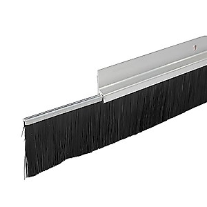 FarBoat Brush Door Seal Strip Aluminum Alloy Mounting Base Nylon Brush Gate Bottom Sealing Strip Garage Exterior Door Sweep Seal (Length 3.3Ft Silver)