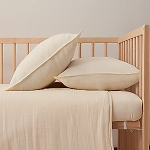 Barooga Toddler Pillowcase, 14"x19", 2 Pack, Muslin Baby Pillow Cases, 100% Cotton, Fits Pillows Sized 12"x16", 13"x18", or 14"x19", Envelope Closure Pillow Cover for Girls and Boys (Cream)