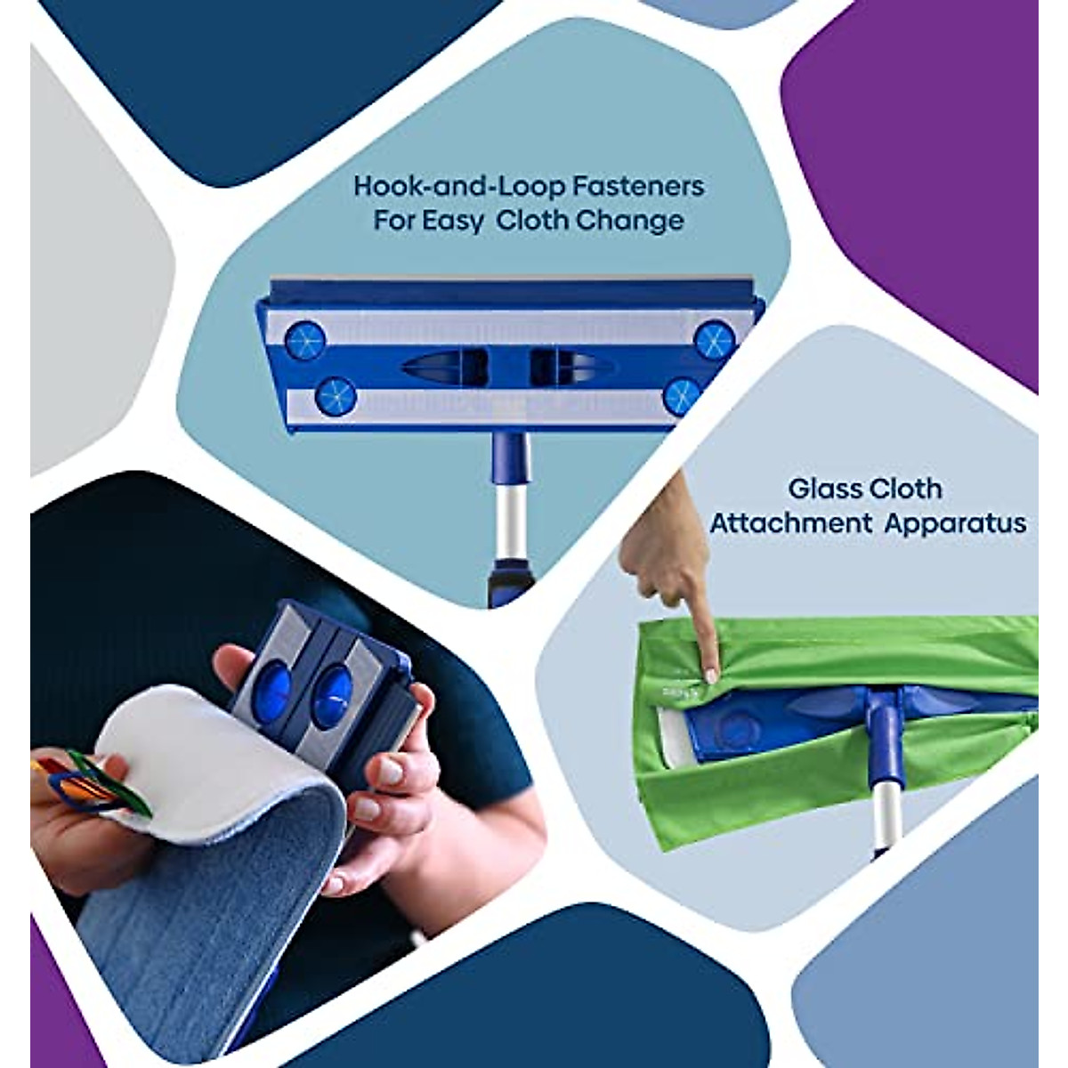 Silva Microfiber Mop Set with Re-usable Microfiber Pads(Wet/Dry/Wall) | 360-Rotating Mop Head | Sturdy, Extra Long, and Adjustable Mop Pole | Ergonomic Soft-Sponge Handle