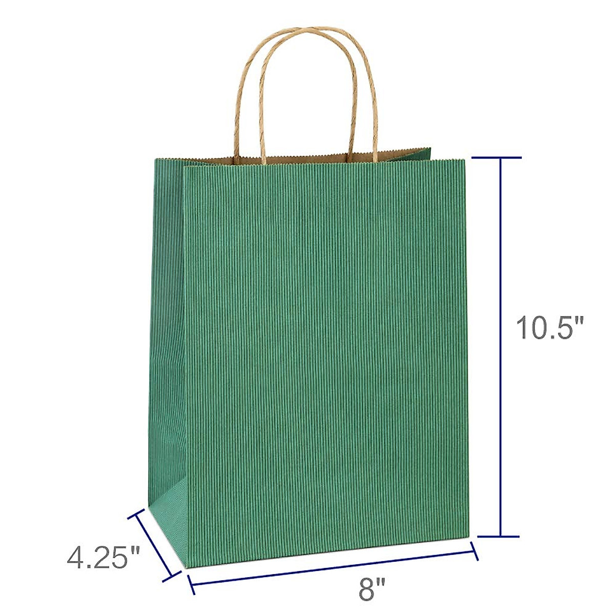 BagDream Gift Bags 8x4.25x10.5Inches 25Pcs Paper Bags, Shopping Bags, Kraft Bags, Retail Bags, Green Stripes Paper Gift Bags with Handles, 100% Recyclable Paper Bags