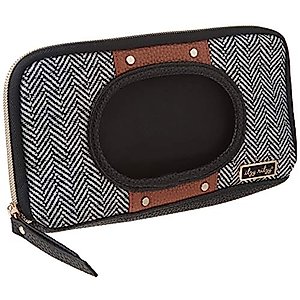 Itzy Ritzy Travel Wipes Case – Portable, Refillable Wipes Pouch Includes Removable Clips for Car Visor or Seat Back; Wipes Holder Perfect Diaper Bag & Travel - Holds Up to 64 Wipes (Coffee & Cream)