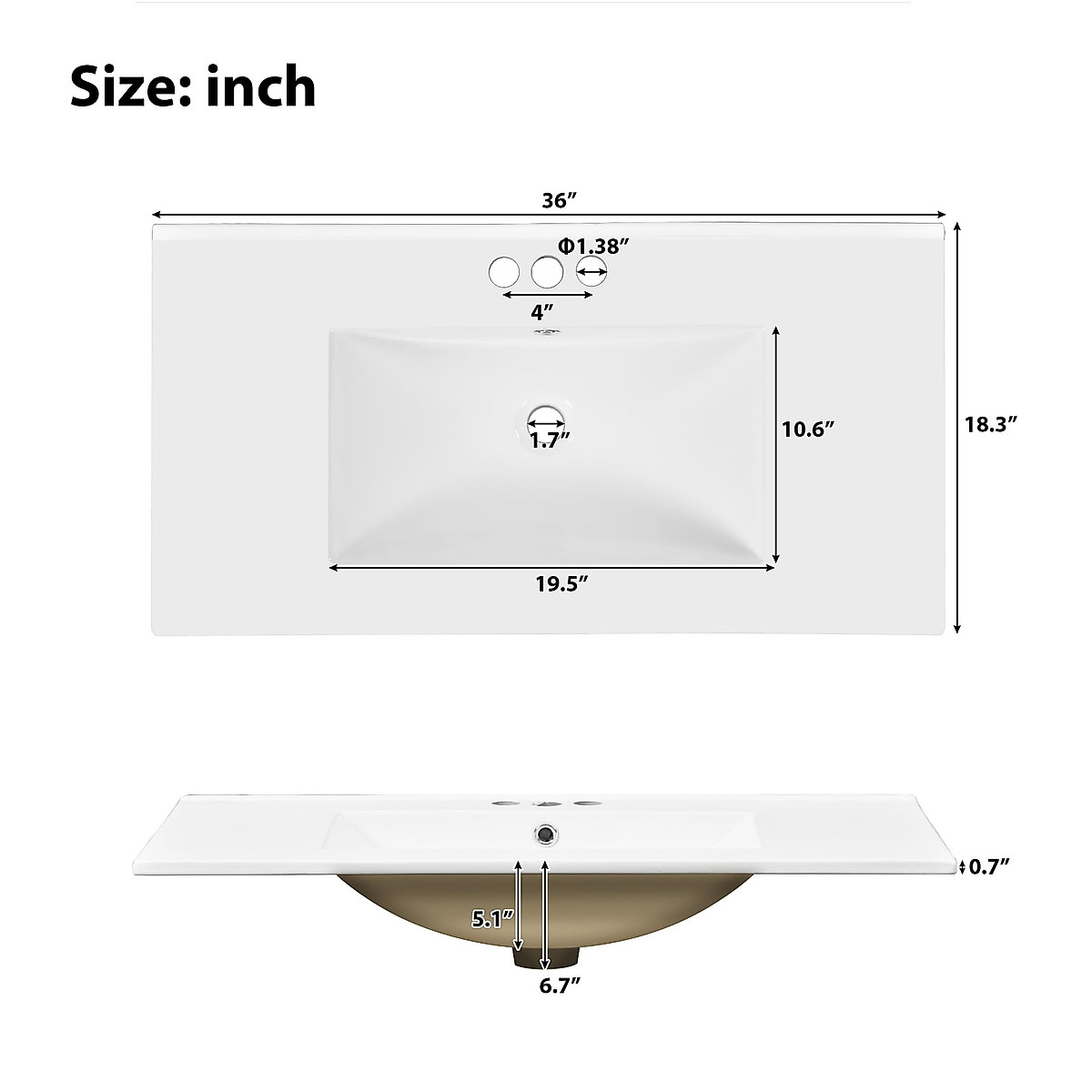 Harper & Bright Designs 36" Bathroom Vanity with Sink, Free Standing Single Basin Vanity Set with Cabinet and 3 Drawers, Modern Wooden Bathroom Cabinet with Ceramic Basin for Bathroom, Green