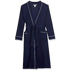 Amazon Essentials Women's Lightweight Waffle Full-Length Robe (Available in Plus Size), Navy, Medium