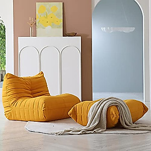TIFLON Lazy Floor Sofa,Minimalist Sofa Couches,Teddy Velvet LoveSeat Sofa,Fireside Chair,Tatami Sofa,Corner Relax Sofa Couch for Living Room Bedroom Salon Office (Yellow, 2Seat)