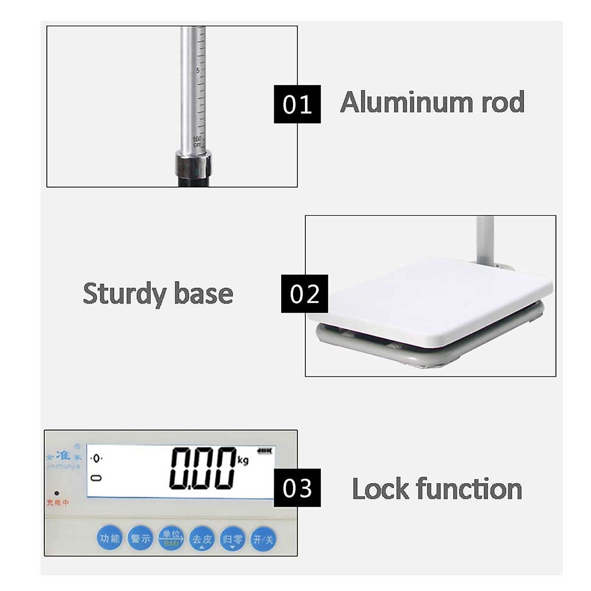 Digital Health Scale with Height Rod, Electronic Height and Weight Physician Scale Capacity,200kg Capacity