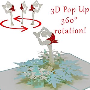 LINPOPUP, Pop Up Card Ballerina, 3D Card Folding Cards Birthday Card Dance, Pop Up Card Voucher, Figure Skating, Ballet, N42