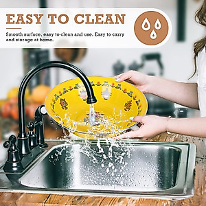 Hemoton 1Pc Enamel Mixing Bowl Vintage Salad Bowl Enamel Washing Basin Vintage Soup Basin Large Soup Bowl Enamelware Serving Bowl (Yellow/ 30cm/ 11. 8inch)