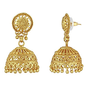 BodhaGold Plated Medium Size Traditional Indian Jhumka Earrings (SJ_34)