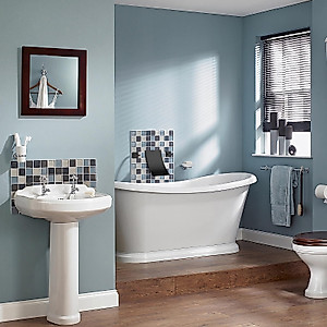 Qinkell Wall Mount Tub Faucet Matte Black Waterfall Tub Fill Roman Bathtub Faucet High Flow Brass Bathroom Bathtub Faucets with Rough-in Valve and 2 Handles