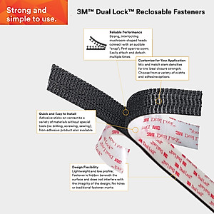 3M Dual Lock Reclosable Fastener TB4575, Black, 1 in x 10 ft