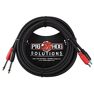 Pig Hog PD-R1415 Dual RCA (Male) to Dual 1/4" Mono (Male) Cable, 15 Feet