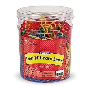 Learning Resource Rainbow Link 'n' Learn Links - Bucket of 1000 Pieces, Ages 4+| Grades PreK+ Preschool Supplies for Classroom and Homeschool, Early Counting & Sorting Skills