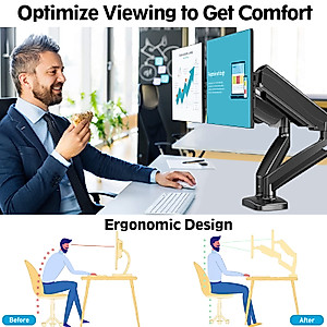 MOUNTUP Gas Spring Triple Monitor Stand + Full Motion Dual Monitor Desk Mount Bundle