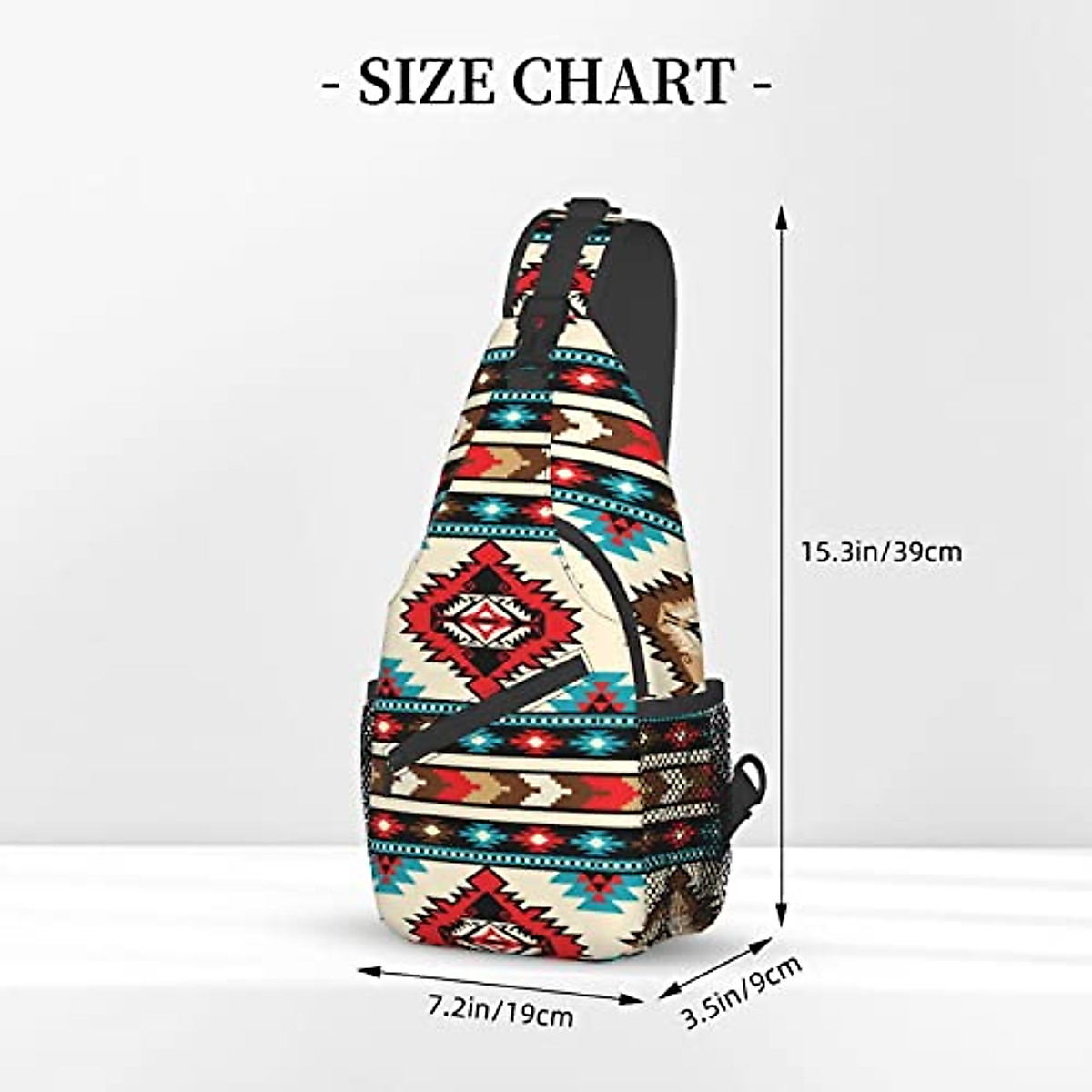 Tribal Aztec Geometric Pattern Sling Bag Crossbody Backpack Native American Ethnic Tribal Southwest Stripe Red Gym Travel Hiking Daypack Navajo Print Chest Bag Shoulder Bag for Women Men