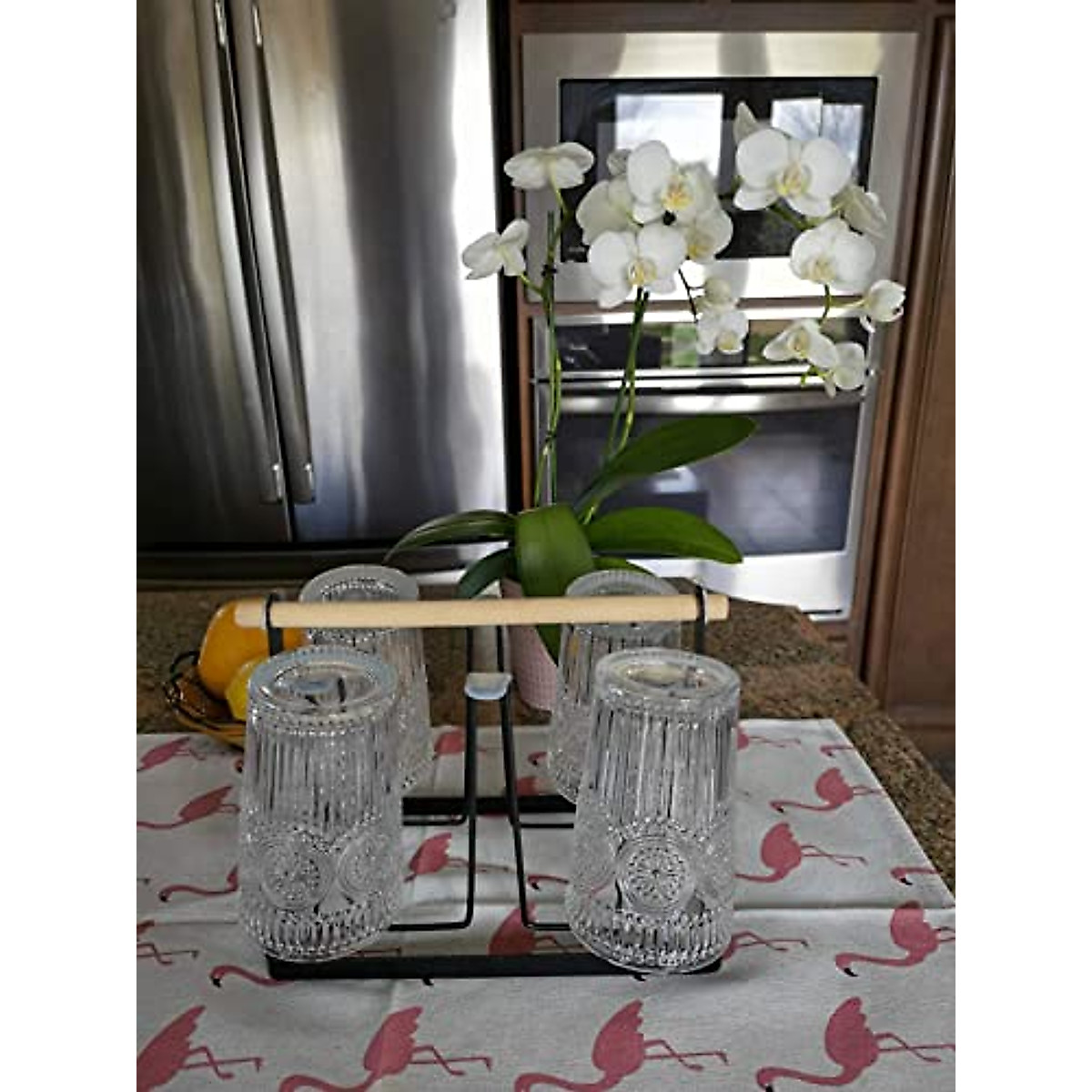 Cup Drying Rack Metal Drainer Holder Rack Cups Organizer with Wood Handle Bottle Drying Rack Dish Drying Rack