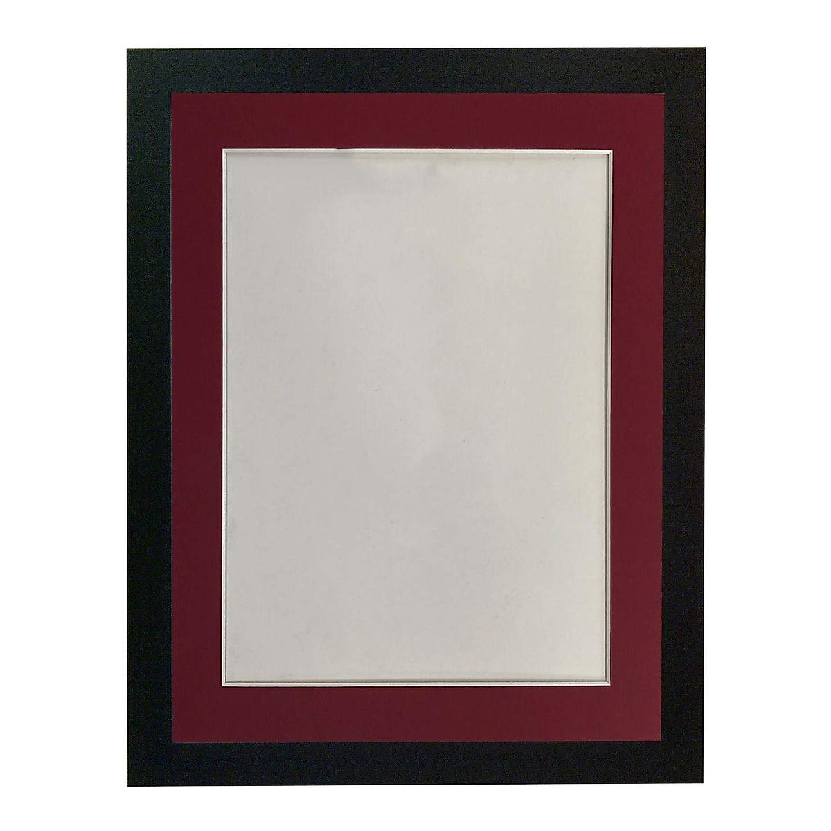 FRAMES BY POST H7 Picture Frame Black with Red Mount 50 x 40 cm Image Size A3 Plastic Glass