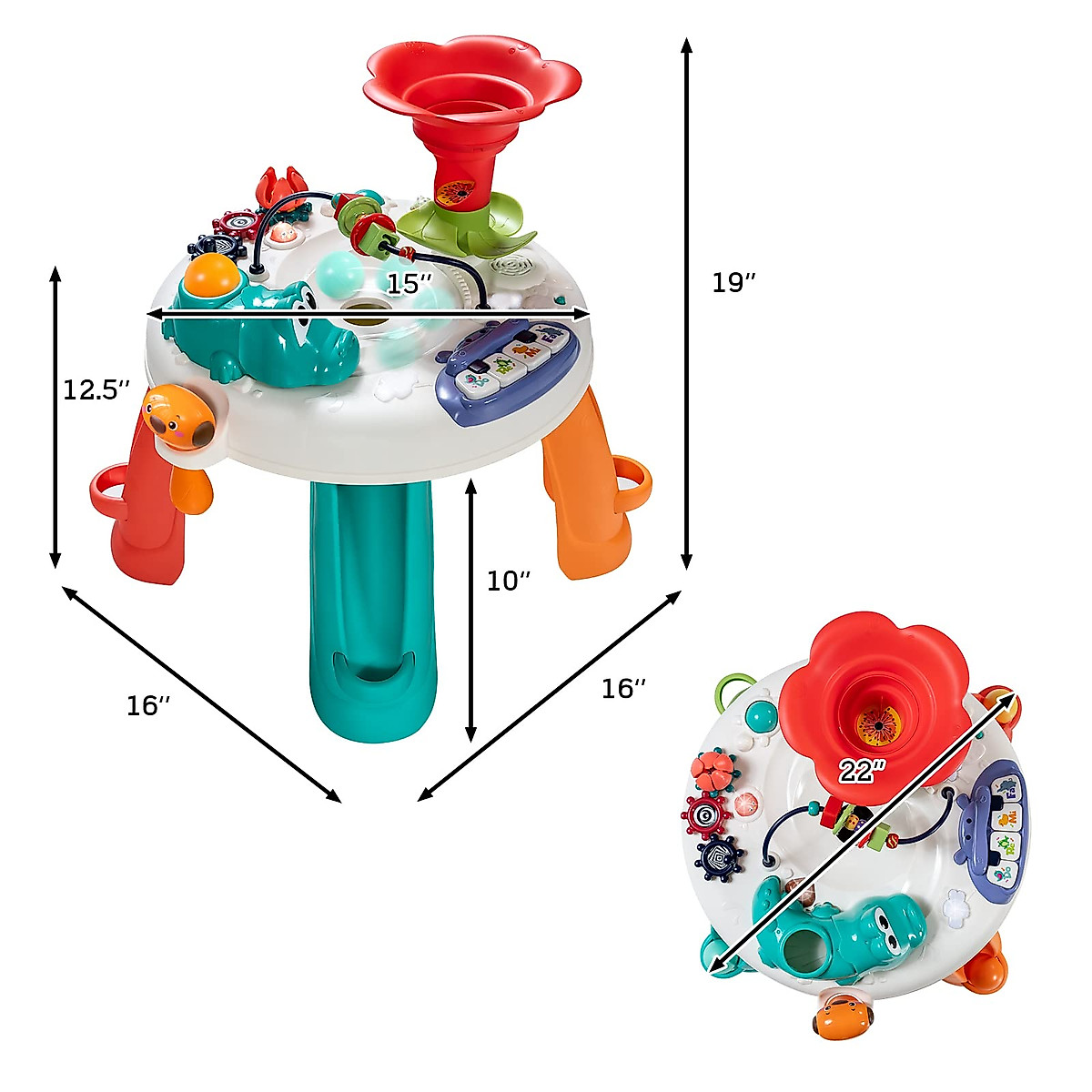 Costzon Activity Table, Toddler Music Learning Table w/ 16 Songs, Sound, Lights, 3 Ball Games, 9 Activities, Piano, Beads, Kids Discover Explore Activity Center, Baby Toy for Boys & Girls (Multicolor)