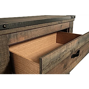 Signature Design by Ashley Trinell Rustic 5 Drawer Chest of Drawers with Nailhead Trim, Warm Brown