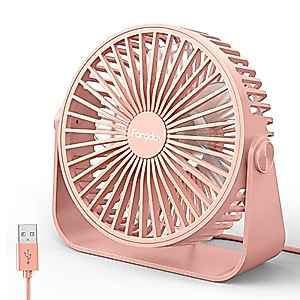 FARADAY USB Desk Fans 5 Inches Portable Table Fans 360° Head Rotation Small Personal Desktop Fan for Home Office, 3 Speeds, Pink